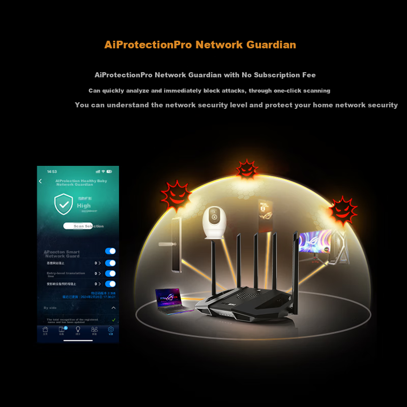 ASUS TUF Xiaozhuanfeng Pro WiFi 7 игровой роутер для дома - гигабитная Mesh-сеть с двумя портами 2.5G Цвет：Два порта