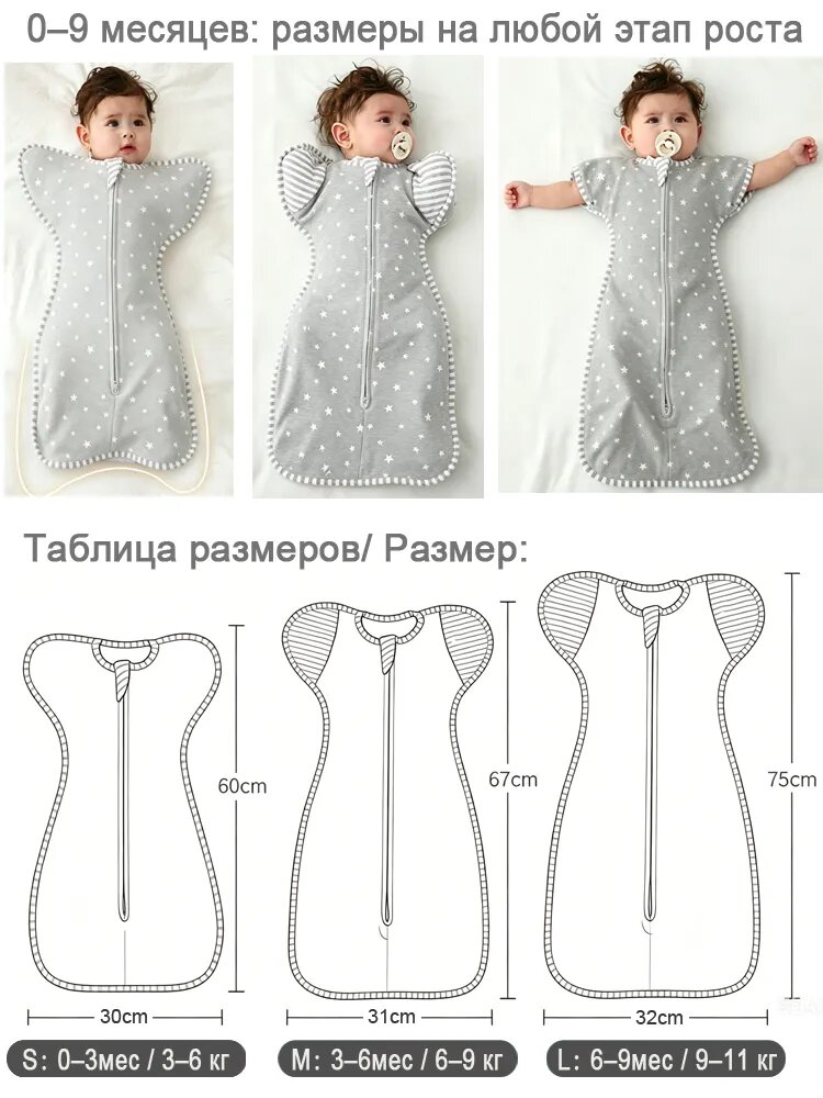 Пеленка-кокон для новорожденных светло-серого цвета, мягкая пеленка-кокон для сна и кормления — фото 1