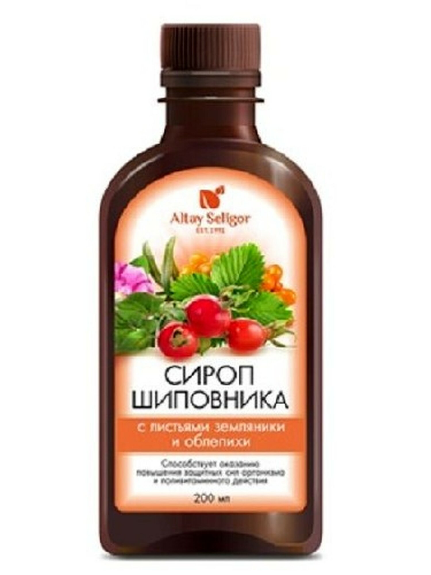 Алтай-селигор сироп шиповника С листьями облепихи И земляники 200МЛ