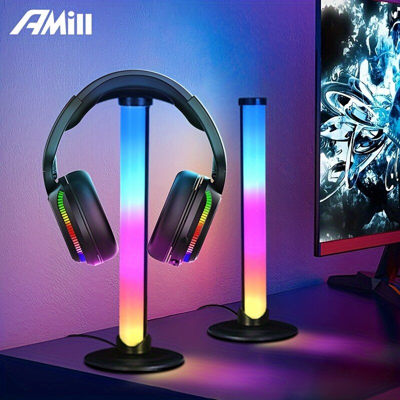 Настольная светодиодная лампа RGB с подставкой для наушников, белая, с USB-питанием, 2 шт.