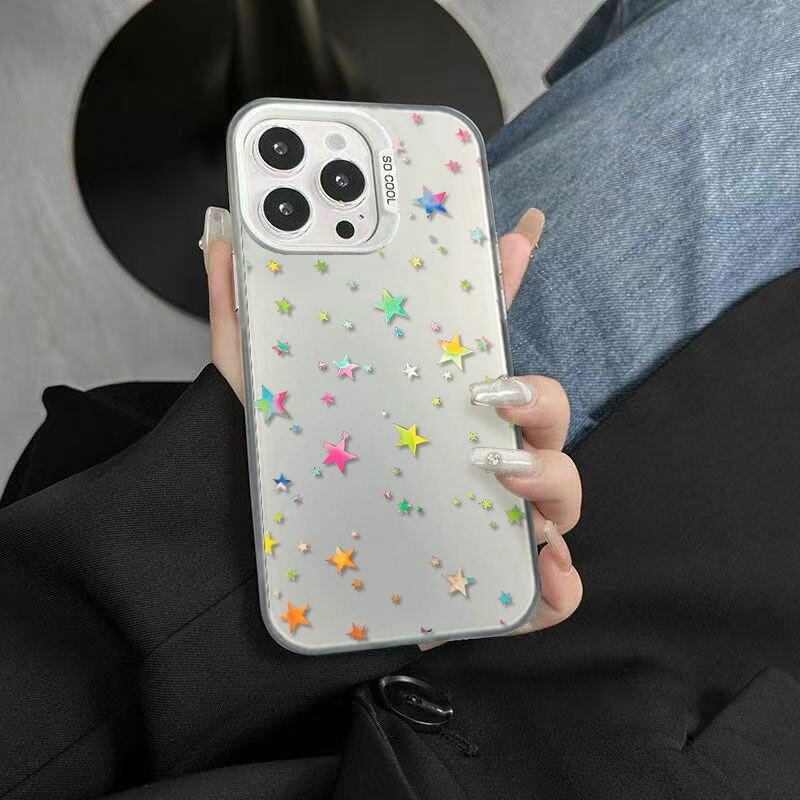 Чехол на Айфон 13 / iPhone 13 белый с принтом Звезды силиконовый удароПрочный