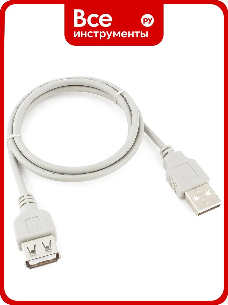 Кабель-удлинитель Cablexpert USB2.0, AM/AF, медь, Pro, 75см, серый, пакет, CC-USB2-AMAF-75CM-N