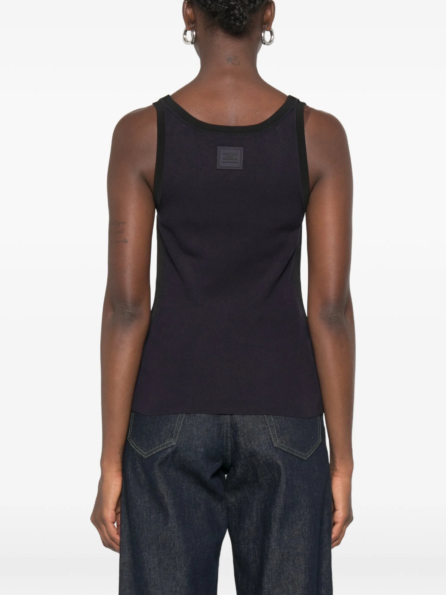 Топ Elisabetta Franchi Logo-print ribbed-knit tank top, размер 42, синий — фото 1