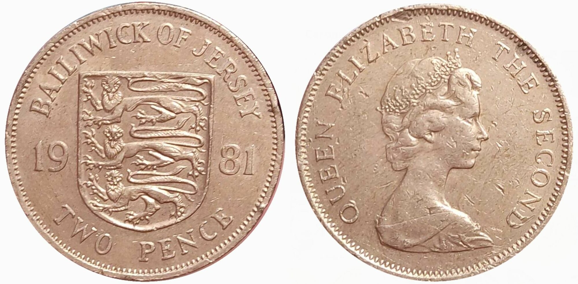 Джерси 2 пенса, 1981 Королева Елизавета II XF