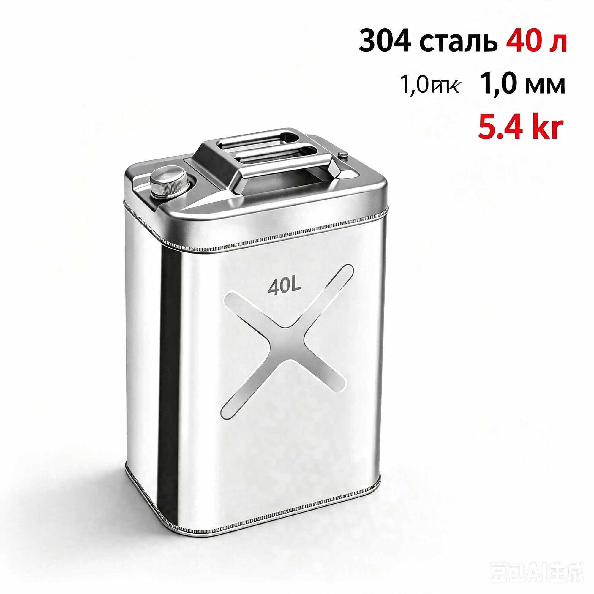 Канистра для ГСМ, 40 л，из нержавеющей стали 304