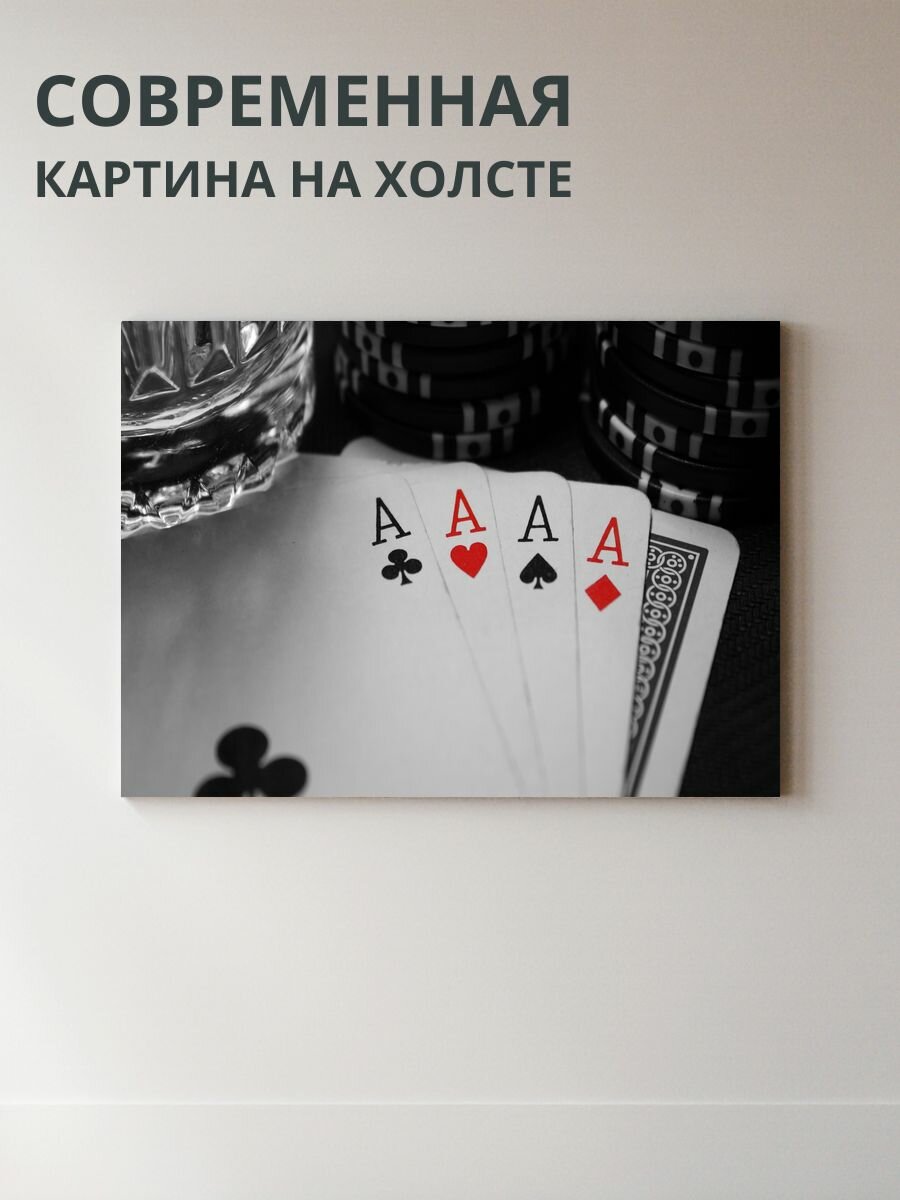 Картина на холсте Туз покера и игральные карты 70x50 см