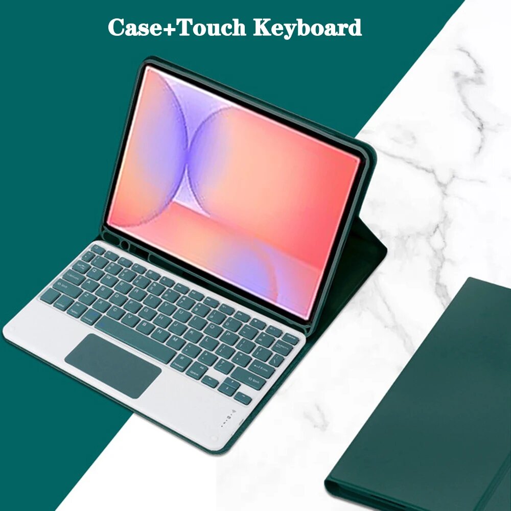 Чехол с клавиатурой HUAIBX для Samsung Galaxy Tab S10 Lite 10.9" Изумрудный, Dark Green 3, Russian