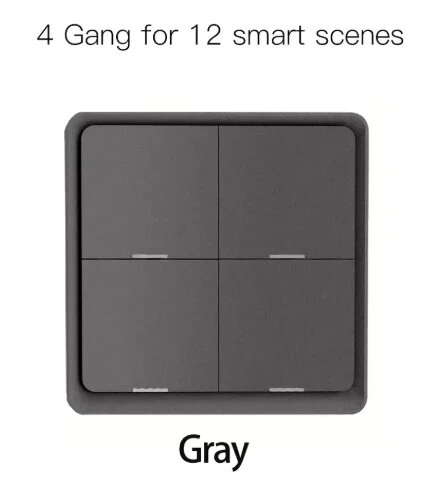 Moes Zigbee беспроводной смарт-переключатель сцен 12 кнопок 4 Gang Gray Color