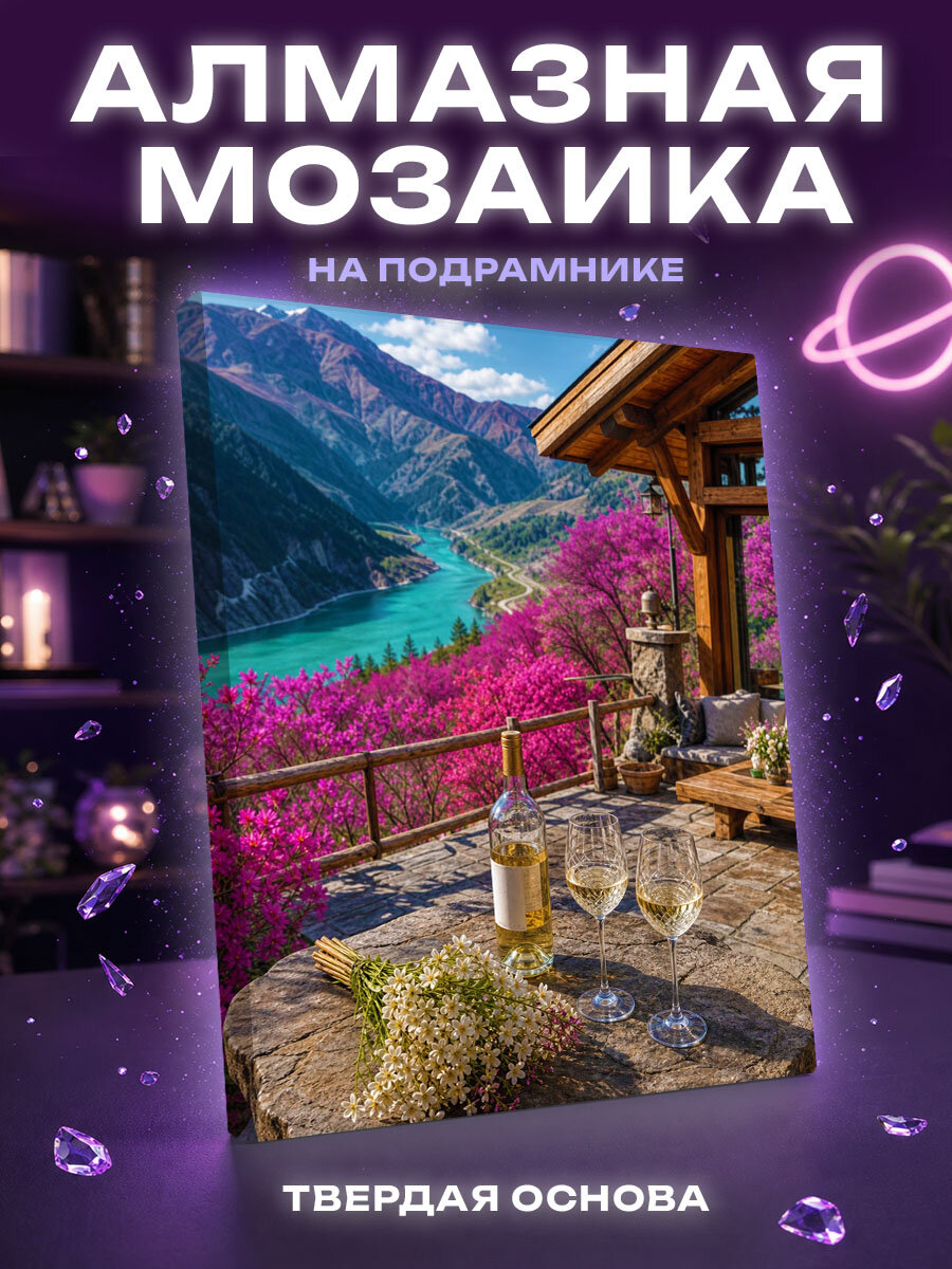 Алмазная мозаика Весна на террасе Катуни