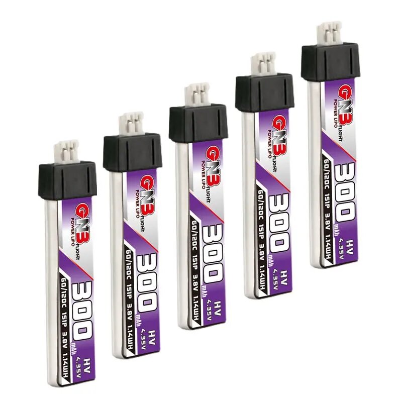 Литиевая батарея 5PCS GAONENG GNB 1S 300mAh 3.8V 60C HV 4.35V Lipo Battery PH2.0 Plug