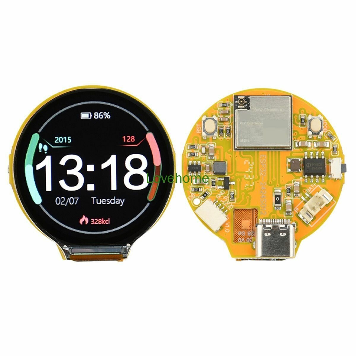 Плата разработки ESP32-C3 WiFi BT с 1,28-дюймовым круглым TFT-экраном, встроенным мод
