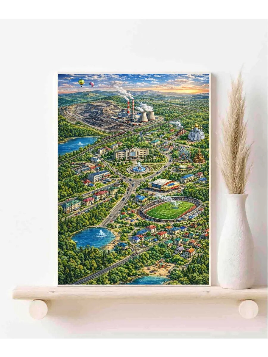 Черногорск, Россия, Fantasy Map, Карта, Плакат 30x42см