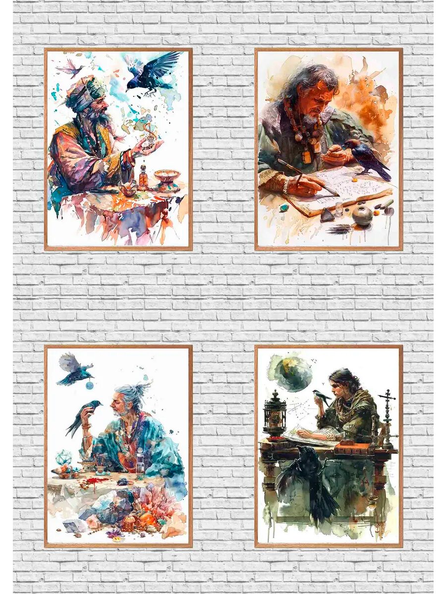 Птица-ласточка-Астролог, 4 Плаката, 30x21см