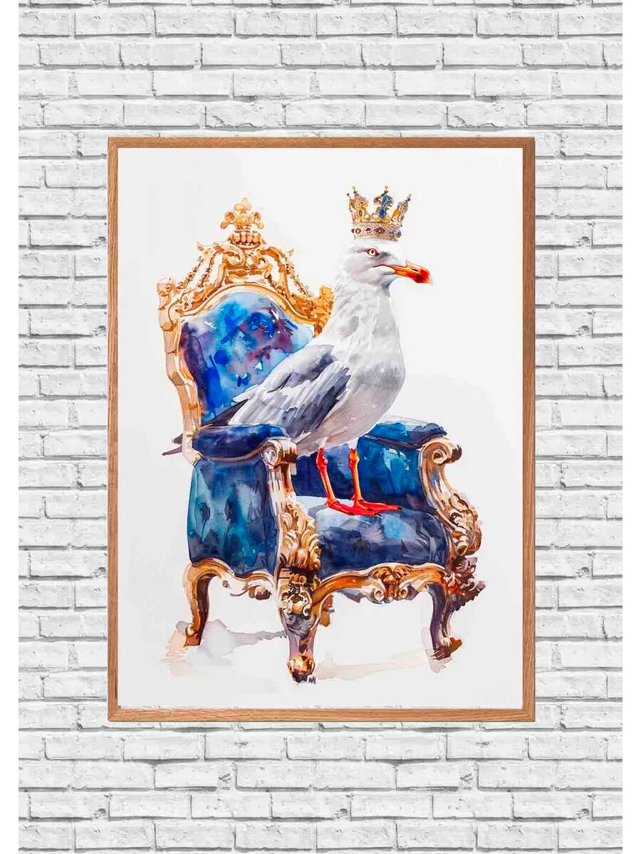 Птица-чайка, королева Англии 0, Плакат 30x42см