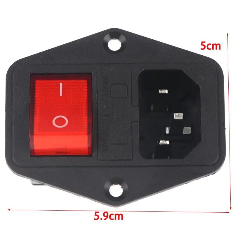 Розетка Eelhoe IEC320 C14 3-контактная 250В с тумблером