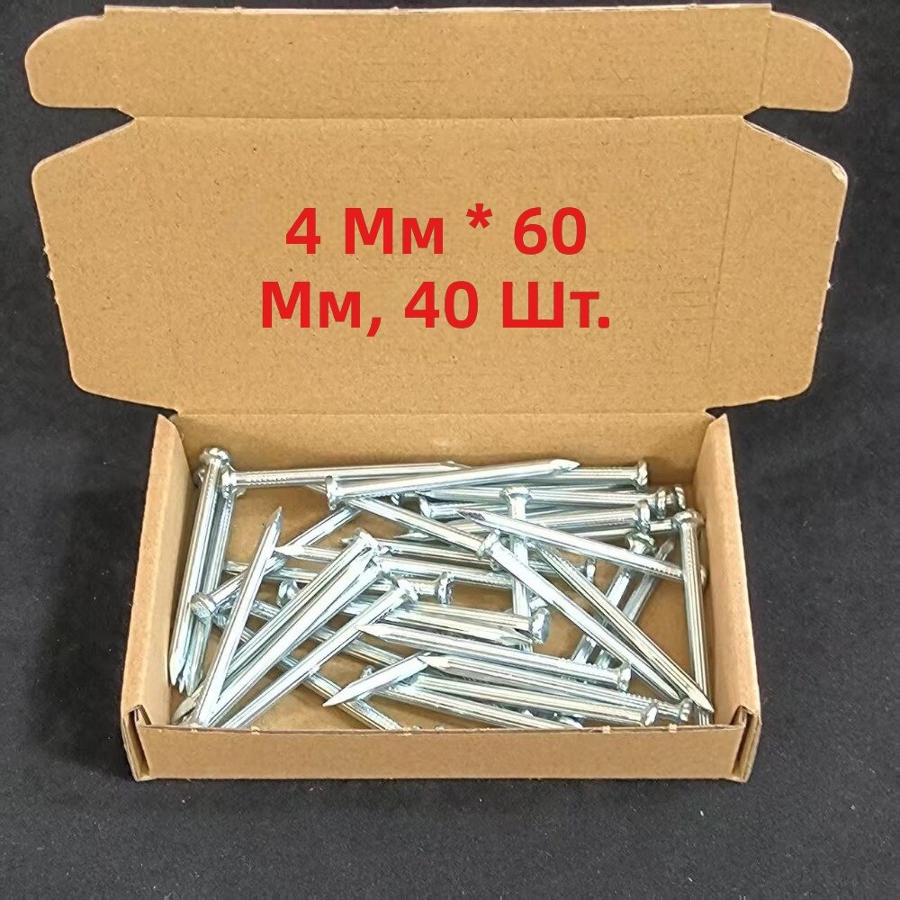 Гвозди оцинкованные стальные 4 мм × 60 мм, 40 шт.
