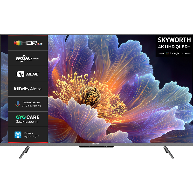 55", Ultra HD, QLED, 300Nit, 5000:1, Google TV, DVB-T2/C/S2, 2.0 ch Sound 10W*2 Dolby Atmos, HSR 120Hz, 3 HDMI, 2 USB, Digital Audio Output, LAN, Composite output, CI, Выход для наушников, 2 Pole, ПДУ с голосовым управлением, 2025 55Q66H