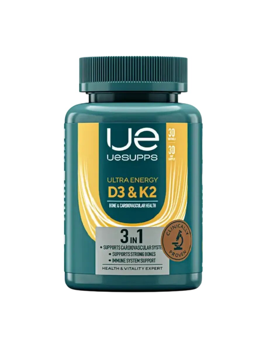 Уесаппс Ультра Энерджи Витамин D3 и К2/UESUPPS Ultra Energy D3 & K2 капсулы массой 430 мг 30 шт