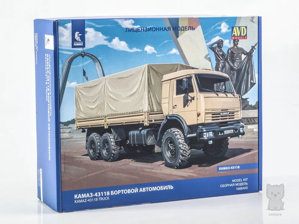 Сборная модель AVD Models КАМАЗ-43118 бортовой автомобиль 1688AVD, масштаб 1/43