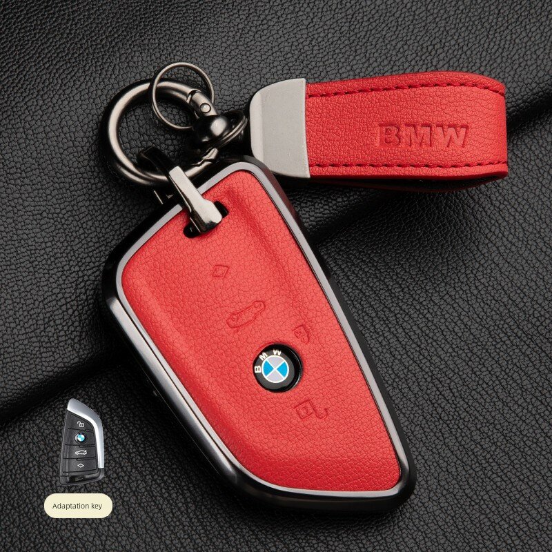 Премиум коралловый красный брелок BMW Blade 4-ключ с подвеской, французская козья кожа, элегантный аксессуар для ключей