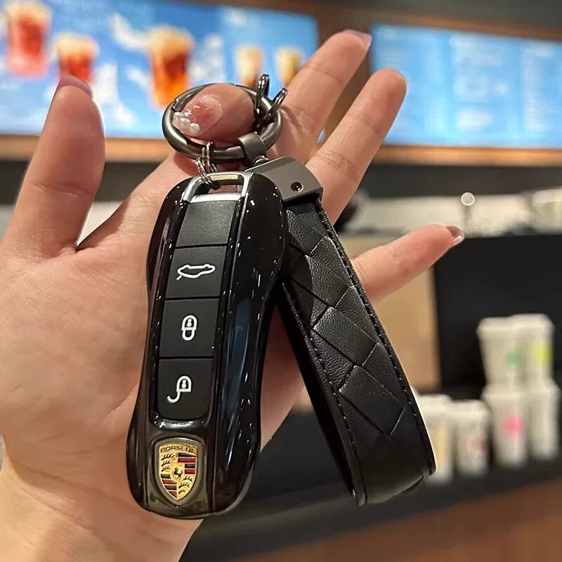 Ключевой брелок Porsche Black Jade с плетеной лентой для Cayenne Macan 718 Panamera 911 Taycan 922