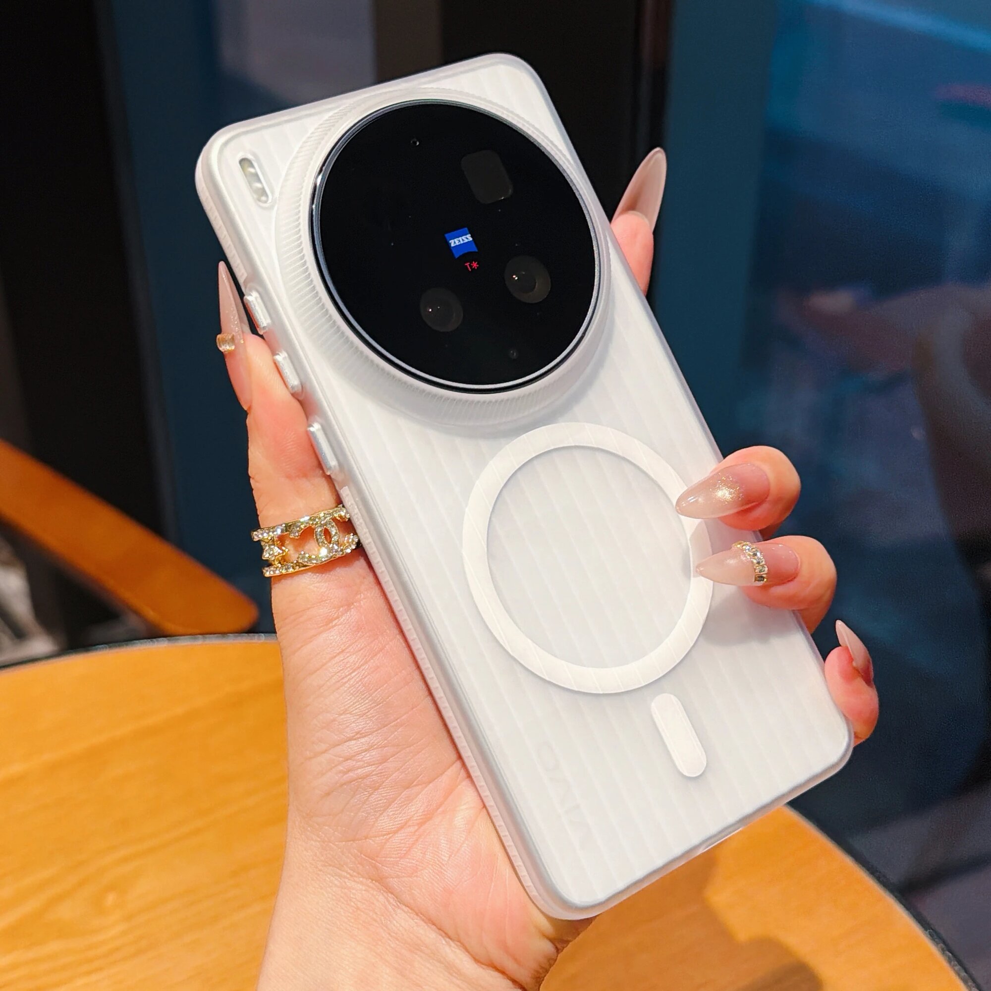 Матовый Жесткий Магнитный Чехол С Полосатым Узором Для VIVO X300 X200 S vivo X200 Ultra, White Edge