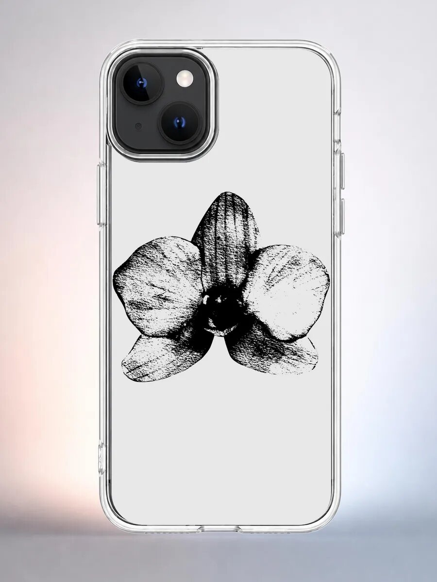 Чехол iPhone 14 орхидея силиконовый прозрачный