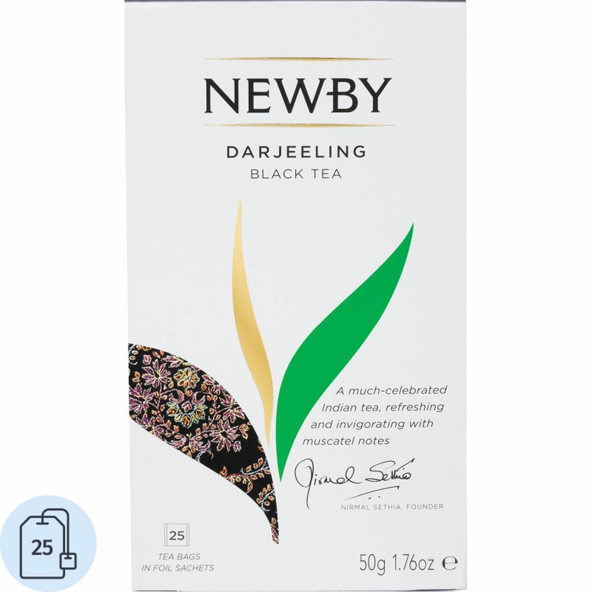 Чай Newby Darjeeling черный с мускатом 25 пакетиков, 12 уп.