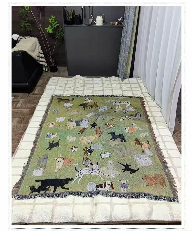 Плед 130x160 см поликоттон двусторонний темно-зеленый