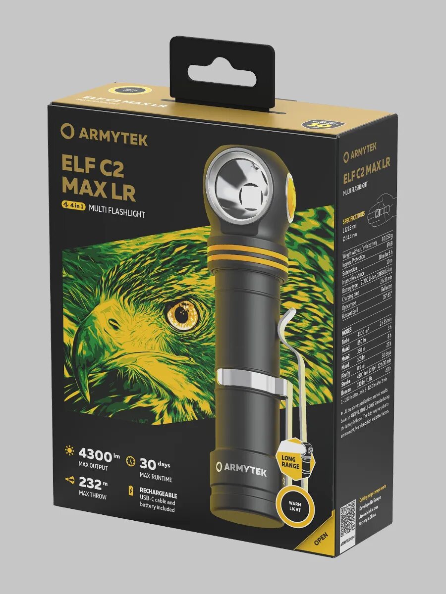 Фонарь ELF C2 MAX LR (теплый свет)