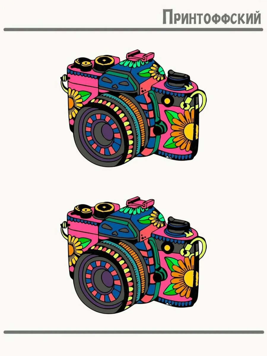 2-е (Две) Термонаклейки цветной photo camera фотоаппарат