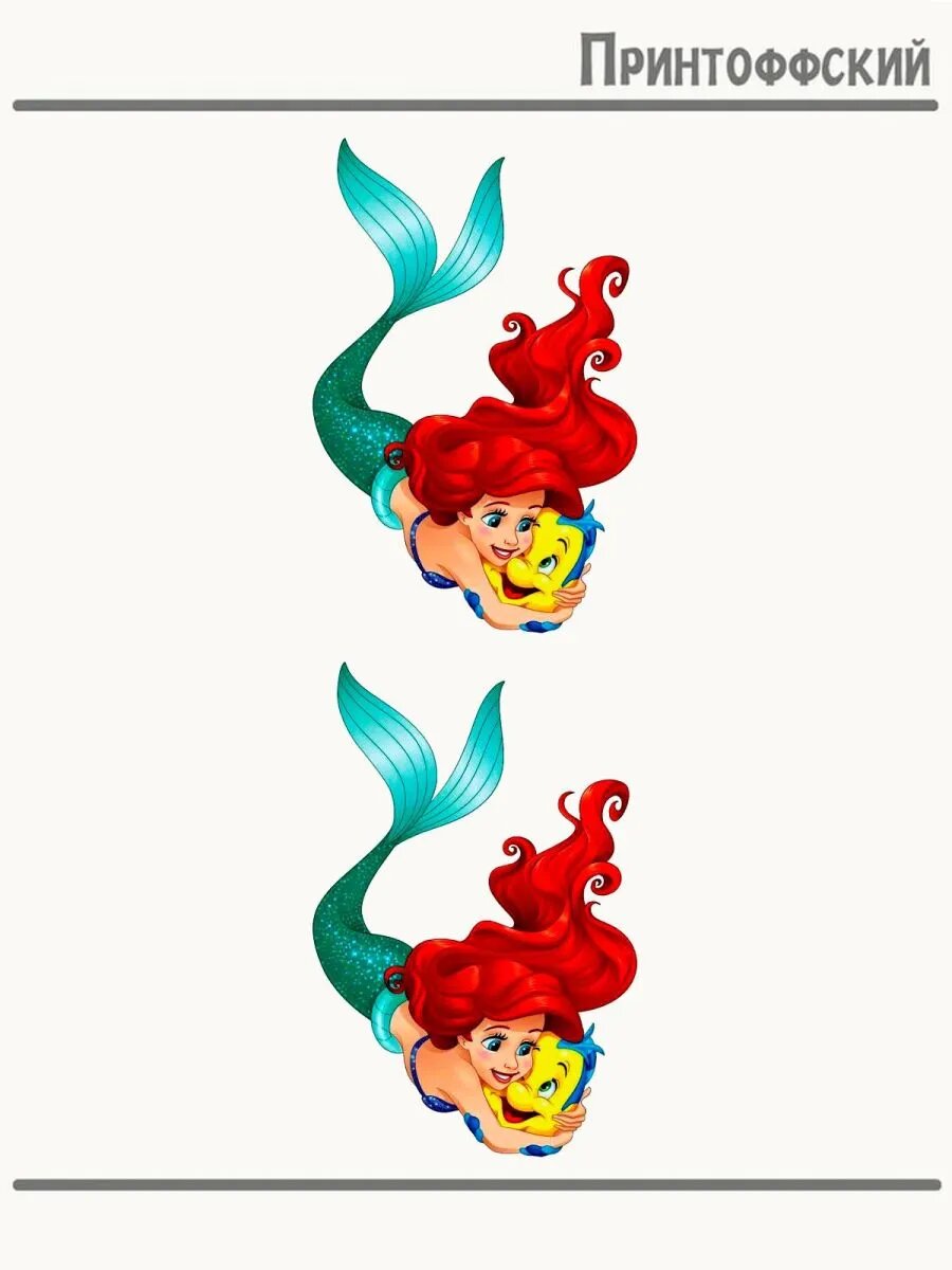 2-е (Две) Термонаклейки Русалочка Принцесса Ариэль Ariel