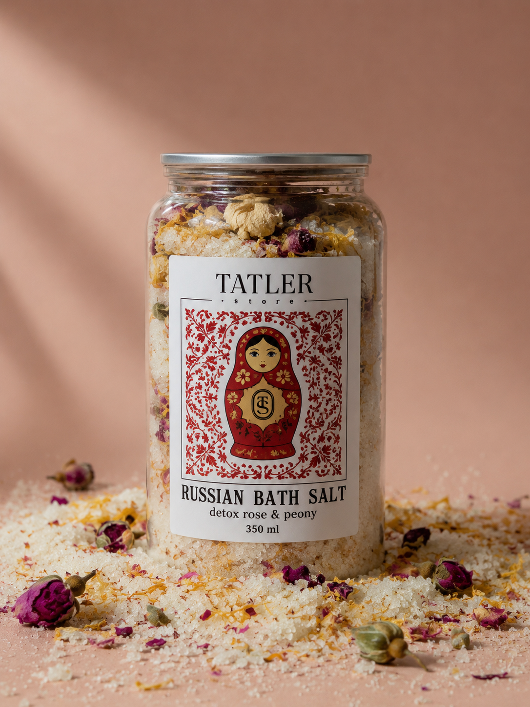Соль для ванн Russian Bath Salt расслабляющая с магнием и травами, сувенир с матрёшкой
