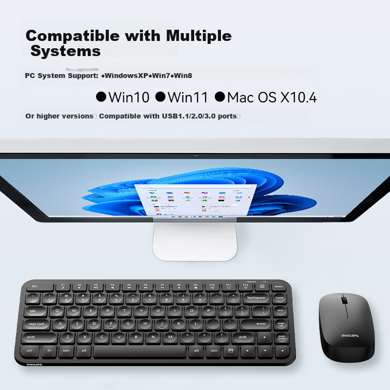 PHILIPS SPT6338BL беспроводной набор клавиатура и мышь 110 клавиш для офиса ПК ноутбука Mac черный Цвет：Эффективная