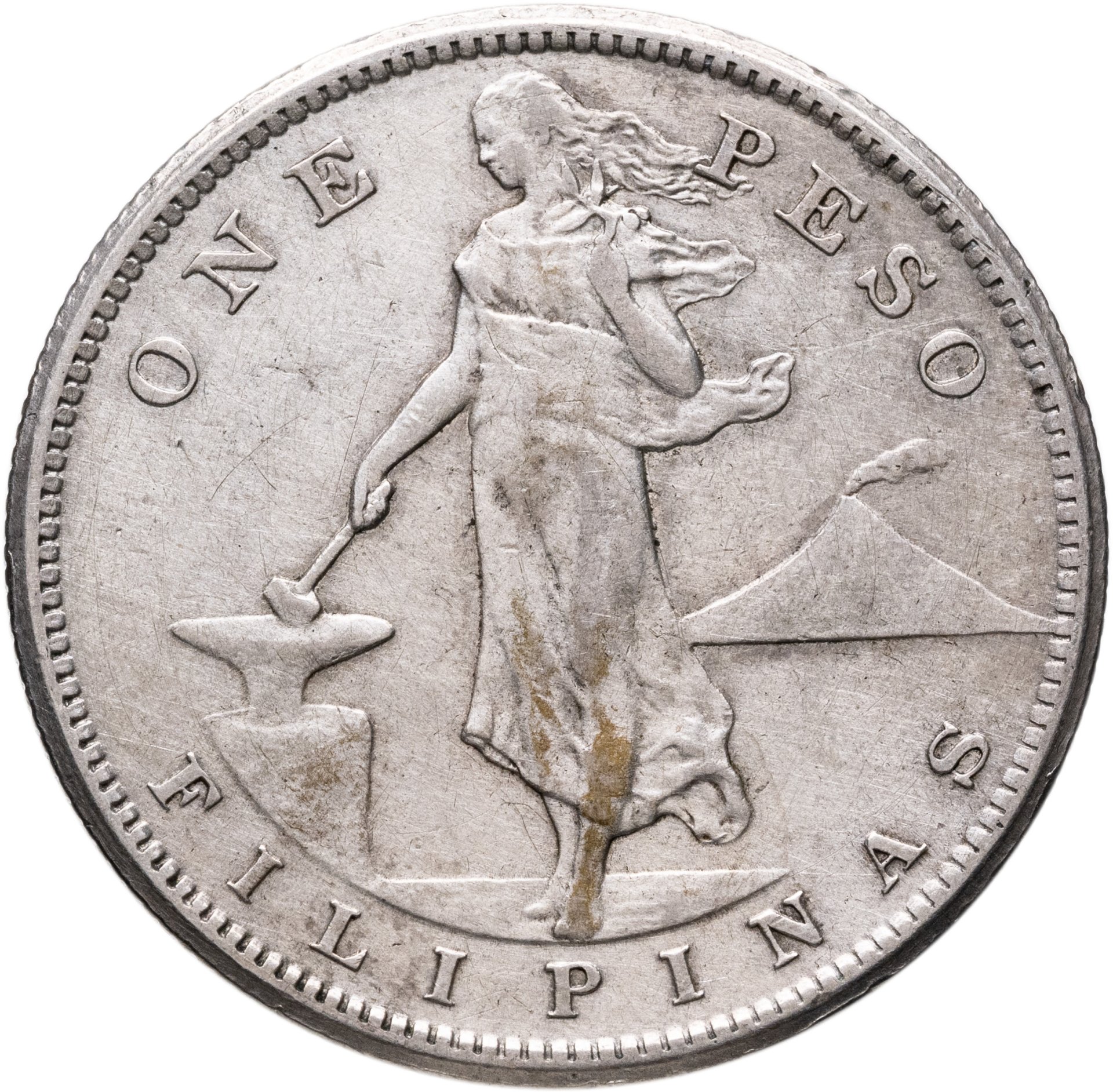 Филиппины 1 песо peso 1907, Серебро 800, в сохранности VF-XF