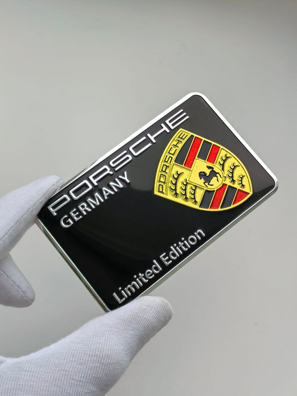 Алюминиевая наклейка 80*50 мм. Porsche Germany Limited Edition эмблема наклейка на авто Порше 1 шт.