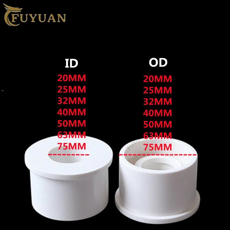 ПВХ переходники для труб OD 63x ID 50mm, Белый, White