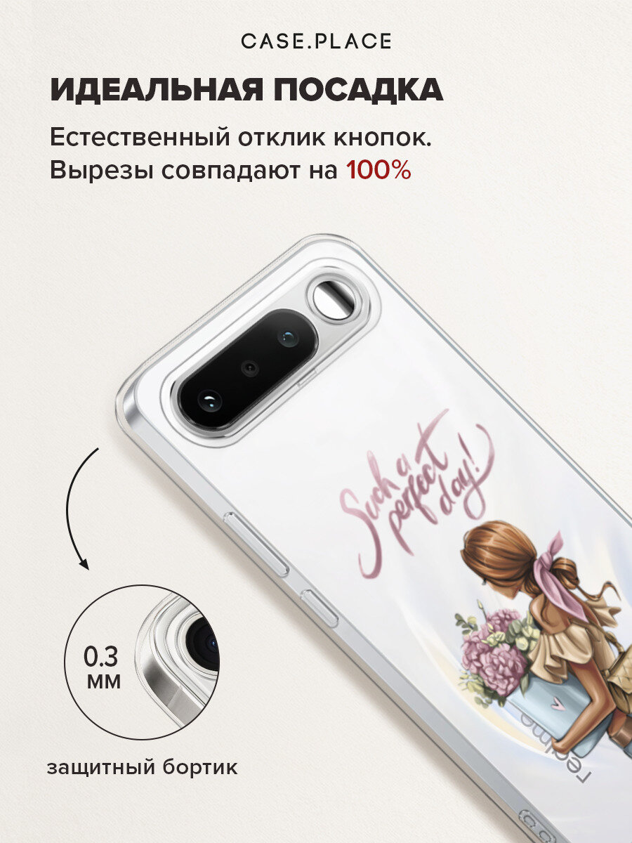 Силиконовый чехол на Realme 16 / Реалми 16 с принтом Девушка с букетом — фото 1
