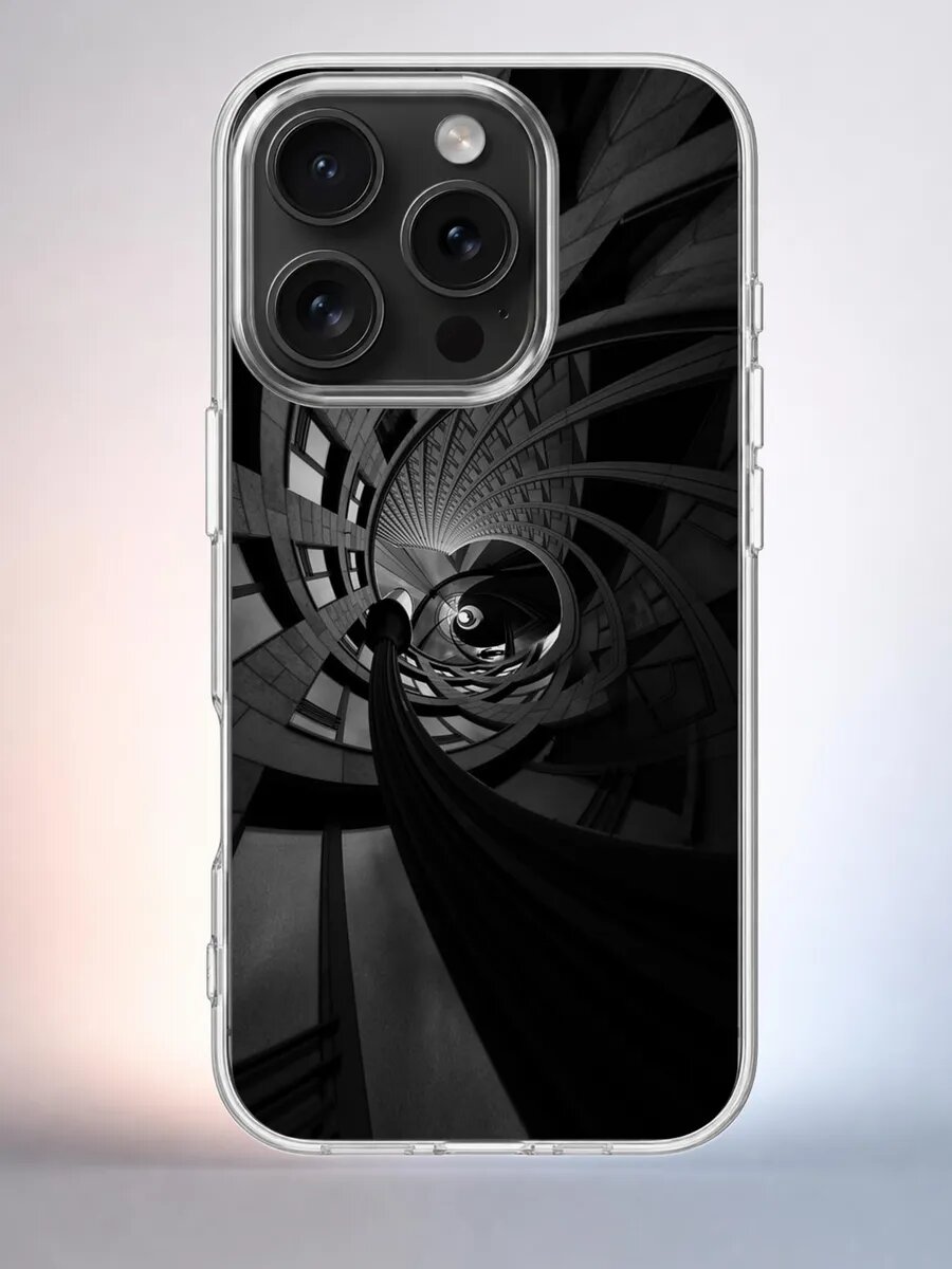 Чехол iPhone 15 Pro лестница спираль арт силиконовый