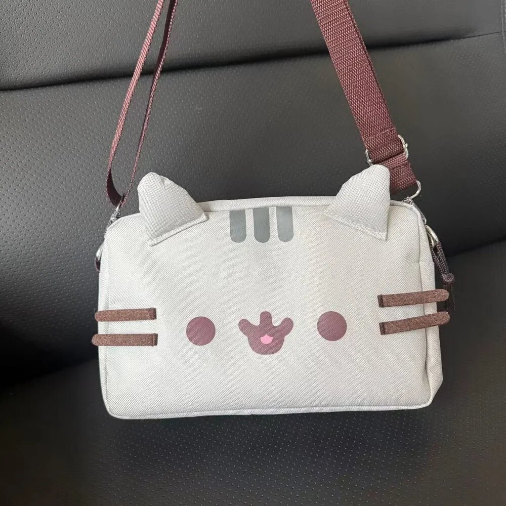 1 шт, Мягкая игрушка "Joodeals Pusheen the Cat" (Кот Пушин) с Светло-серая сумка-мессенджер 26 см