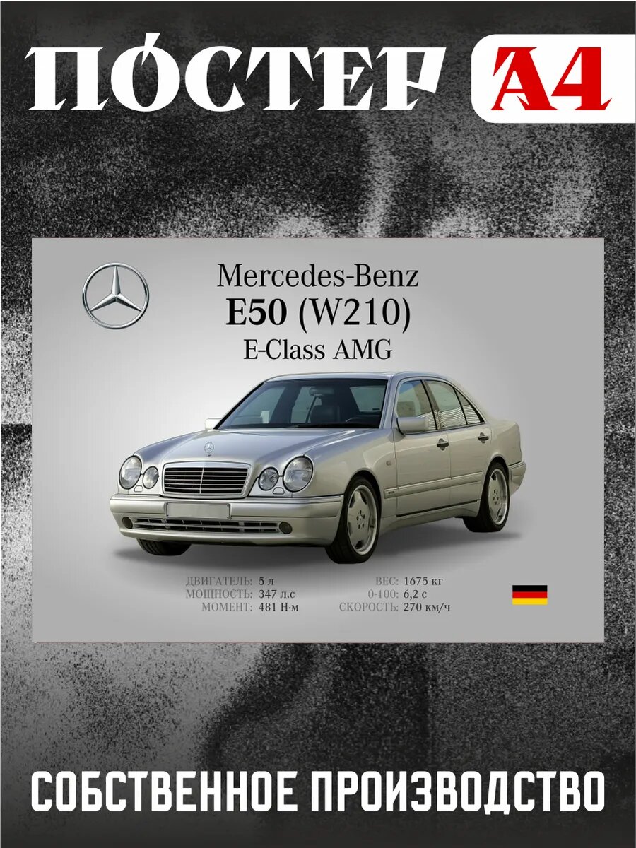 Постер на стену интерьерный А4 Mercedes E50 W210 AMG