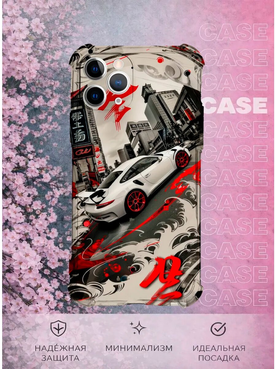 Чехол на iPhone 11 Pro с принтом Porsche японский стиль