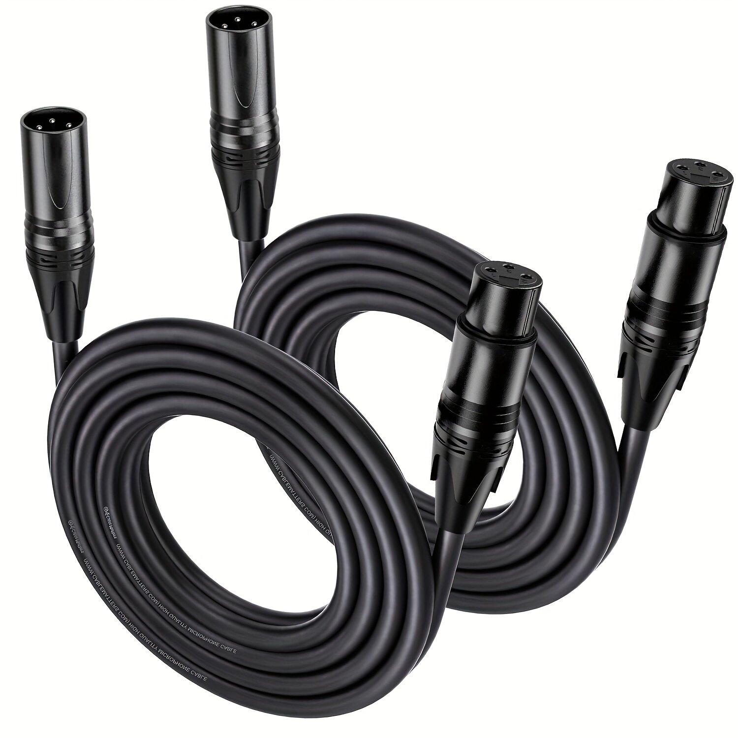 Кабель XLR-XLR микрофонный черный 15 футов, штекер-розетка, 2 шт.