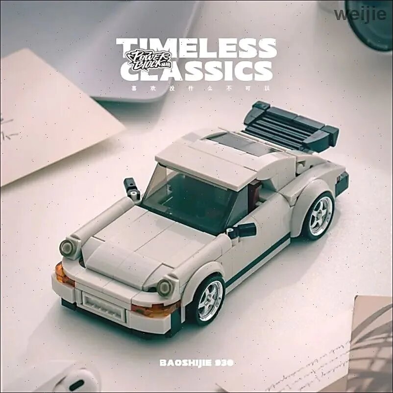 PowerBlock Porsche 930 Classic Car Collection 1:32 8-Wide 1:32 Scale Car Technic Игрушки Кубики