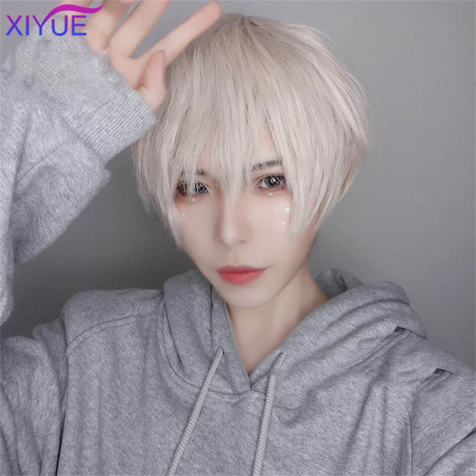 Короткий белый парик XIYUE AK03-6 термостойкий