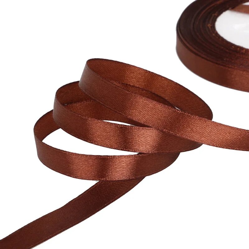 Атласная лента полиэстер 25 ярдов 7, 10, 13, 15, 20, 25 38 мм Коричневый, Dark Brown, 15mm