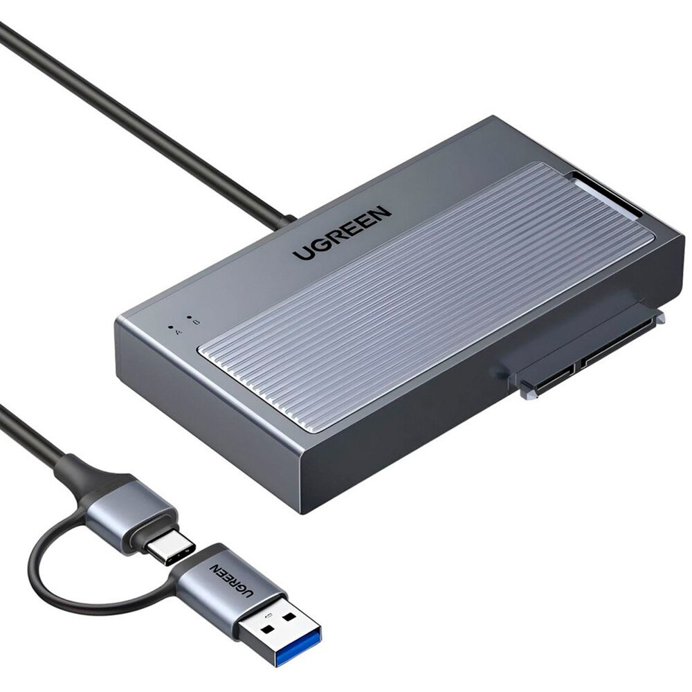Бокс внешний для жесткого диска UGREEN D320 (75621EU) M.2 NVMe SATA Hard Drive Adapter с кабелем USB-A/USB-C серый