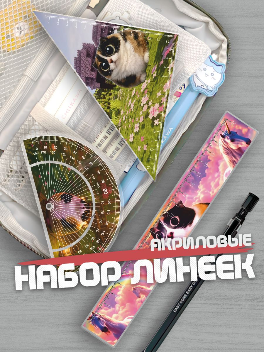 Набор линеек для школы Мем Мелстрой Котость