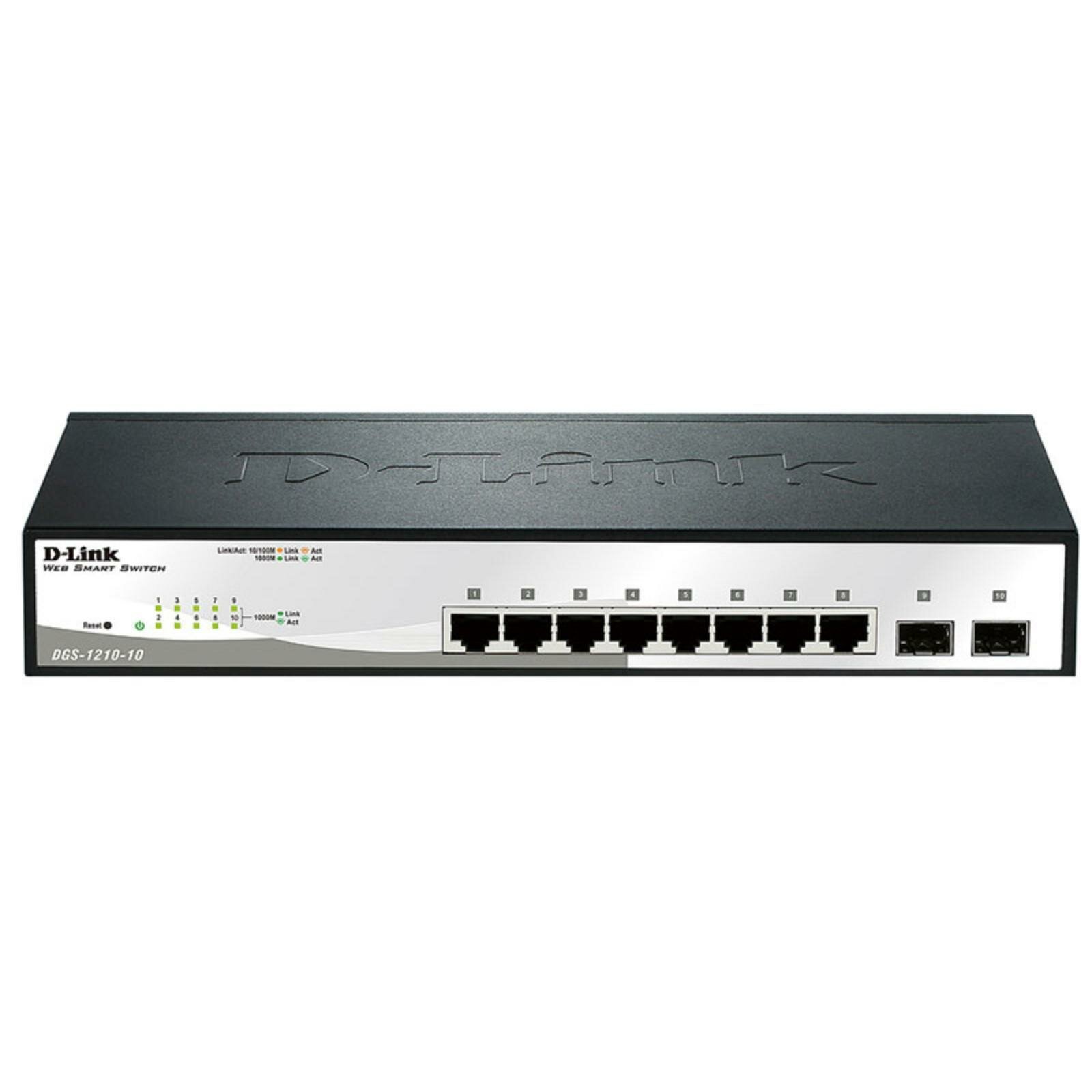 Коммутатор DGS-1210-10/F1A 8x1Гбит/с 2SFP управляемый