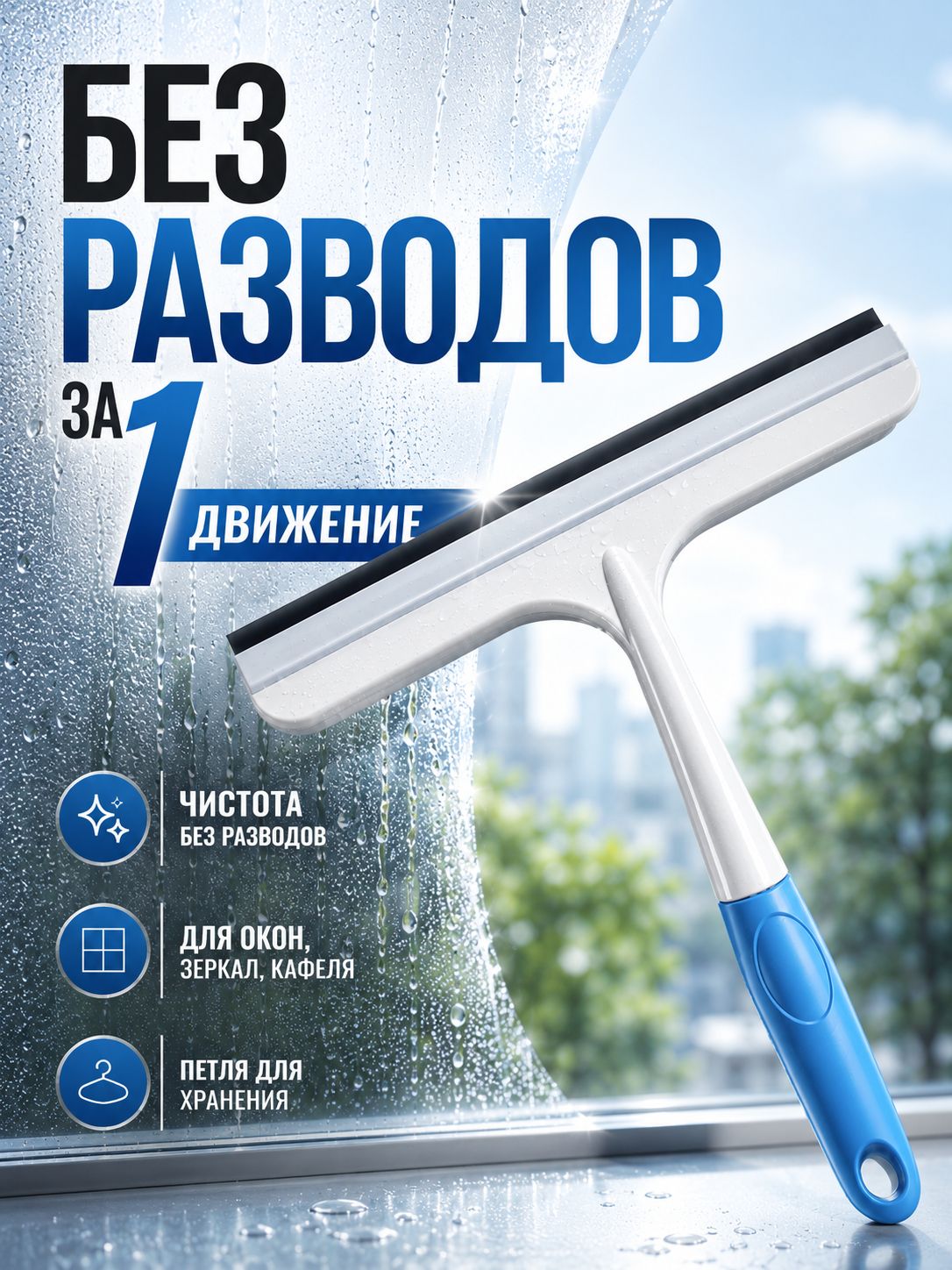 Водосгон силиконовый, Водосгон для стекол автомобиля и окон, скребок для мытья окон